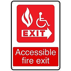 Accessible Fire Exit Retro Vintage Sign Home Bar Pub Kitchen Restaurant Wall Deocr Plaque Signs 12X8Inch
