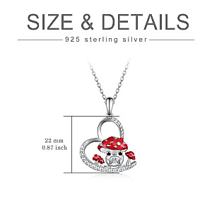TYSO Mushroom Necklace 925 Sterling Silver Frog Mushroom Pendant Jewelry Gifts for Women