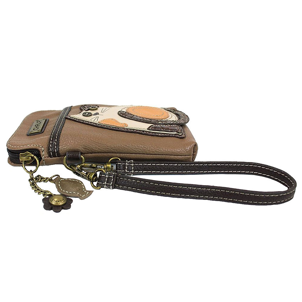 Chala Cat Cellphone Crossbody Handbag - Convertable Strap, Cat Lovers Gift (Brown)