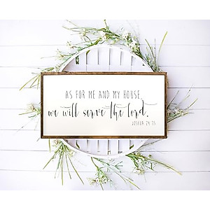 10x20 inches, As For Me And My House We Will Serve The Lord - As For Me And My House We Will Serve The Lord Sign - Scripture Wall Art - Bible Verse Sign - Wall Art Framed - Joshua 24:15