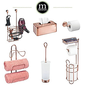 mDesign Metal Bathroom 2 Section Storage Tool Organizer Basket Tray - Hang Over Cabinet Door - Storage for Hair Dryer, Straightener, Curling Iron, Styling Products - Concerto Collection - Rose Gold