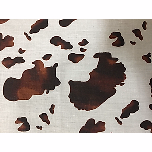 Brown White Cow Print Poly Cotton Fabric - Sold By The Yard - 59"