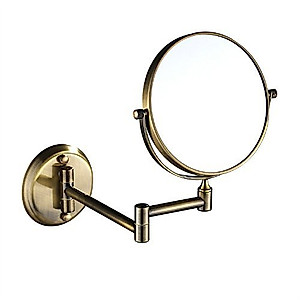 GURUN 8" Wall Mounted Makeup Mirror with 10X Magnification,Two-Sided Swivel Bathroom Mirror,Antique Satin Brass Finish M1306K(8in,10x)