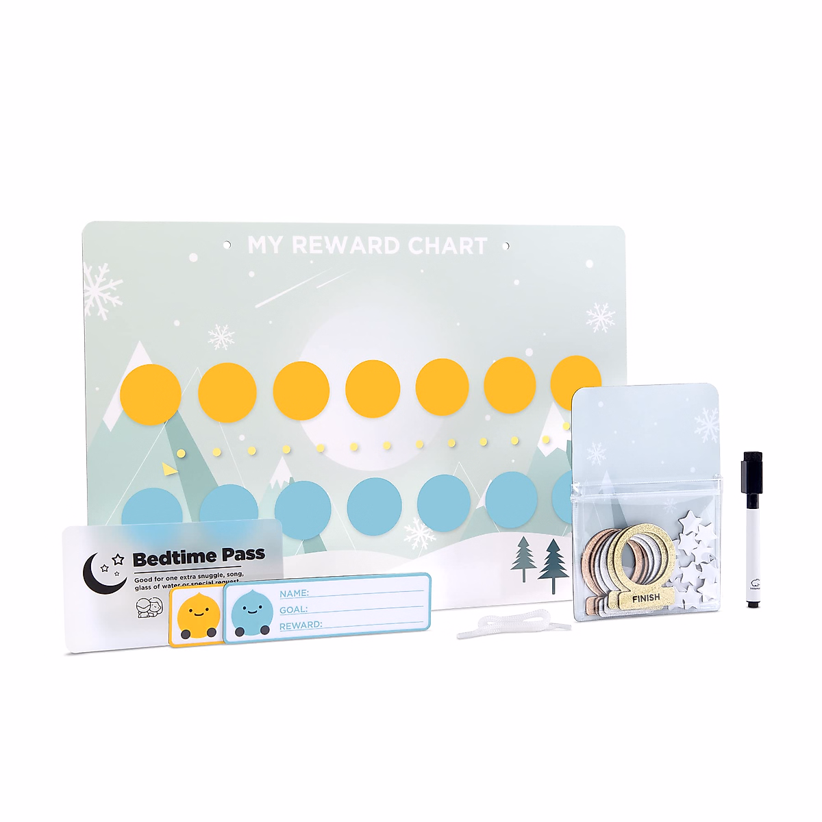 LitteHippo Magnetic Star Reward and Behavior Chart - Rewards Board for Potty and Sleep Training - Chores Chart for Toddlers - Responsibility Chart for Kids at Home (Includes Bonus Bedtime Pass)