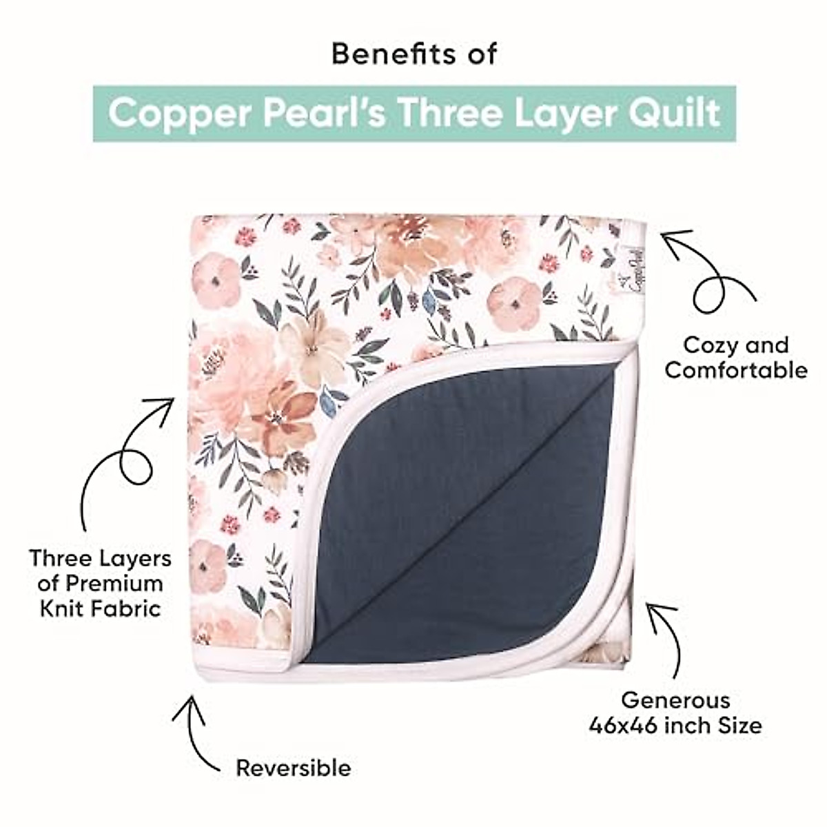 Large Premium Knit Baby 3 Layer Stretchy Quilt Blanket Chief by Copper Pearl