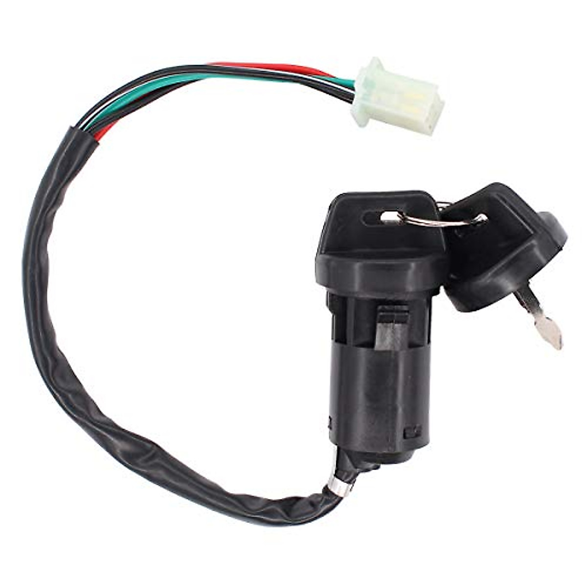 XtremeAmazing Left Starter Switch Assembly with 4 Wires Ignition Key Switch for Chinese ATVs Dirt Bikes Go Karts Scooters Quad 4 Wheeler Pit Bike 50cc 70cc 90cc 110cc 150cc 200cc 250cc