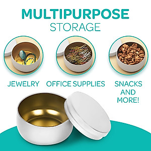 Hearts & Crafts White Candle Tins 8 oz with Lids - 24-Pack of Bulk Candle jars for making Candles, Arts & Crafts, Storage, Gifts, and More - Empty Candle Jars with Lids