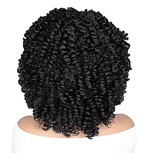 AISI HAIR Curly Afro Wig with Bangs Shoulder Length Wigs Curly Black Wig Afro Kinkys Curly Hair Wigs Synthetic Wig Curly Full Wig for Black Women (Black)…