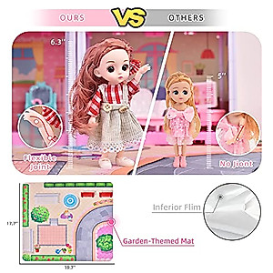 Doll House for 3 Year Old Girls,4-Story 13 Rooms Doll House,Fully Furnished Dollhouses w/Lights,Play Mat and Upgraded Doll,Play House Accessories,Elevator and Slide,Gift Toy for Kids 4 5 6 7 8 to 12+