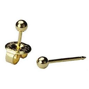 New Baby Short Post Ball 24 ct. Gold Plate Personal Piercer 3 mm Ear Piercing Earrings Studex System 75