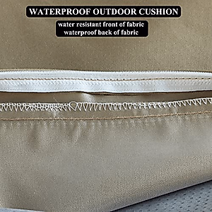 Patio Chair Cushions Set of 2 Non Slip Bottom Chair Pad with Ties Waterproof Square Outdoor Seat Cushion Replacement for Garden Swing Furniture 20x20 Inch, Light Khaki