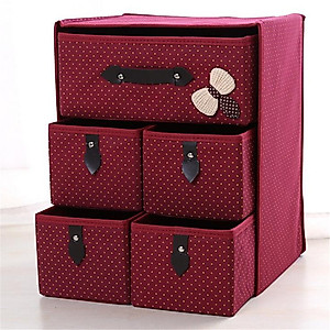 PILER Foldable Storage Box Bra Underwear Closet Organizer Drawer Divider Kit Set of 5 Dark Containers Divider with Drawers （blue）