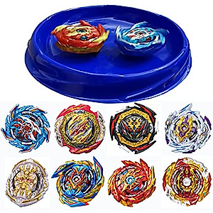 Bey Burst Gyro Toy Set with Arena Great Birthday Gift for Boys Children Kids 6 8 + Metal Fusion Attack Top Grip Blade Set with Battling Game Storage Box 8 Top Burst Gyros 3 Two-Way Launcher 2 Handles