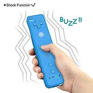 2 Pack Remote Controller Gesture Controller and Nunchuck Joystick Compatible for wii/wii u, Controller With Silicone Case and Wrist Strap - Blue&Red