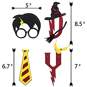 JAGGER M 2 Upgraded Harry Potter Supplies – Happy Birthday Banner Felt Garland Party Decoration, Red, ,