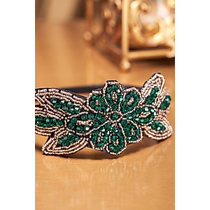 BABEYOND Flapper Headband 1920s Headpiece - Art Deco Headpiece Rhinestone Hair Accessories for Women (Style2-Green)