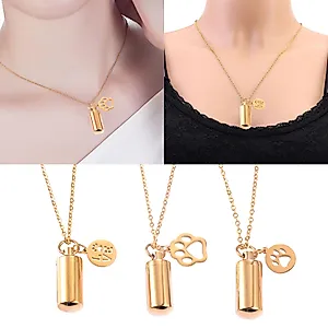 YOOYEH Memorial Dog Urns Necklace Pet Cremation Urn Pendant Cat Urn Necklace with Hollowout Paw Pet Memory Keepsakes Urn Holder Stainless Steel Pet Urn Necklace Cremation Jewelry for Pets