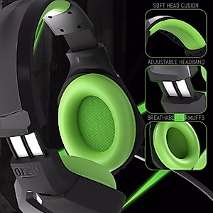 Orzly Gaming Headset (Green) for PC and Gaming Consoles PS5, PS4, Xbox Series X | S, Xbox ONE, Nintendo Switch & Google Stadia Stereo Sound with Noise Cancelling mic - Hornet RXH-20 Sagano Edition