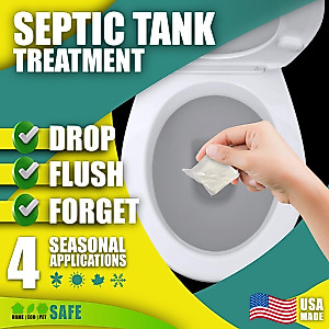 GREEN PIG 52 Live Tank Treatment Aids in The Breakdown of Septic Waste to Prevent Backups with Easy Dissolvable Flush, Consumer Strength