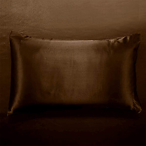 Opulence Bedding Silk Satin Duvet Cover Set Chocolate Oversized King 3 Piece (Duvet Cover + 2 Pillowcases) Comforter Cover Oversized King Size Zipper Closure