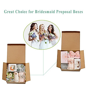 Brown Valentine's Day Gift Boxes 10 Pack 8x8x4 Inches, Paper Gift Box for Gift Packaging, Bridesmaid Proposal Box, Groomsmen Proposal Box, Birthday Party Box- Extra 20M String, 100g Shredded Paper Filler, 20xStickers