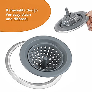 Kitchen Sink Drain Strainer 2 Pack Silicone Sink Stopper for Kitchen Sink with Stainless Steel Edge 4.5'' Diameter Rim