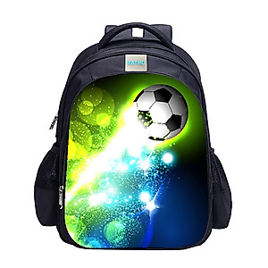 MATMO Soccer Backpack for Boys, Soccer Print Backpack Cool Football Pattern School Bag (Soccer Bag 9)