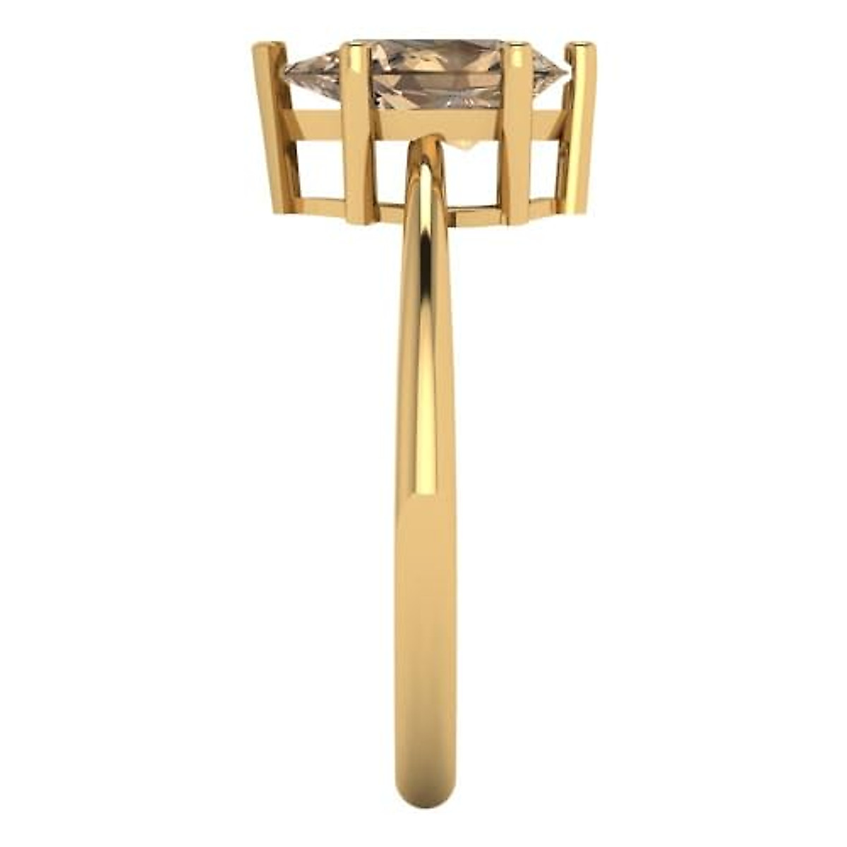 Clara Pucci 2.0 ct Pear Cut Solitaire Brown Champagne Simulated Diamond Bridal Designer Anniversary Engagement Ring Real 14k Yellow Gold