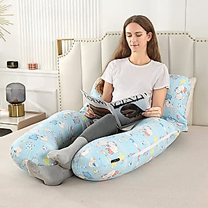 BeytBuy Pillows Cooling Pregnancy Pillow for Quality Sleep Full Body Multi Functioning Maternity Pillow with Removable Cooling Cover Cover (Baby Bear Blue)