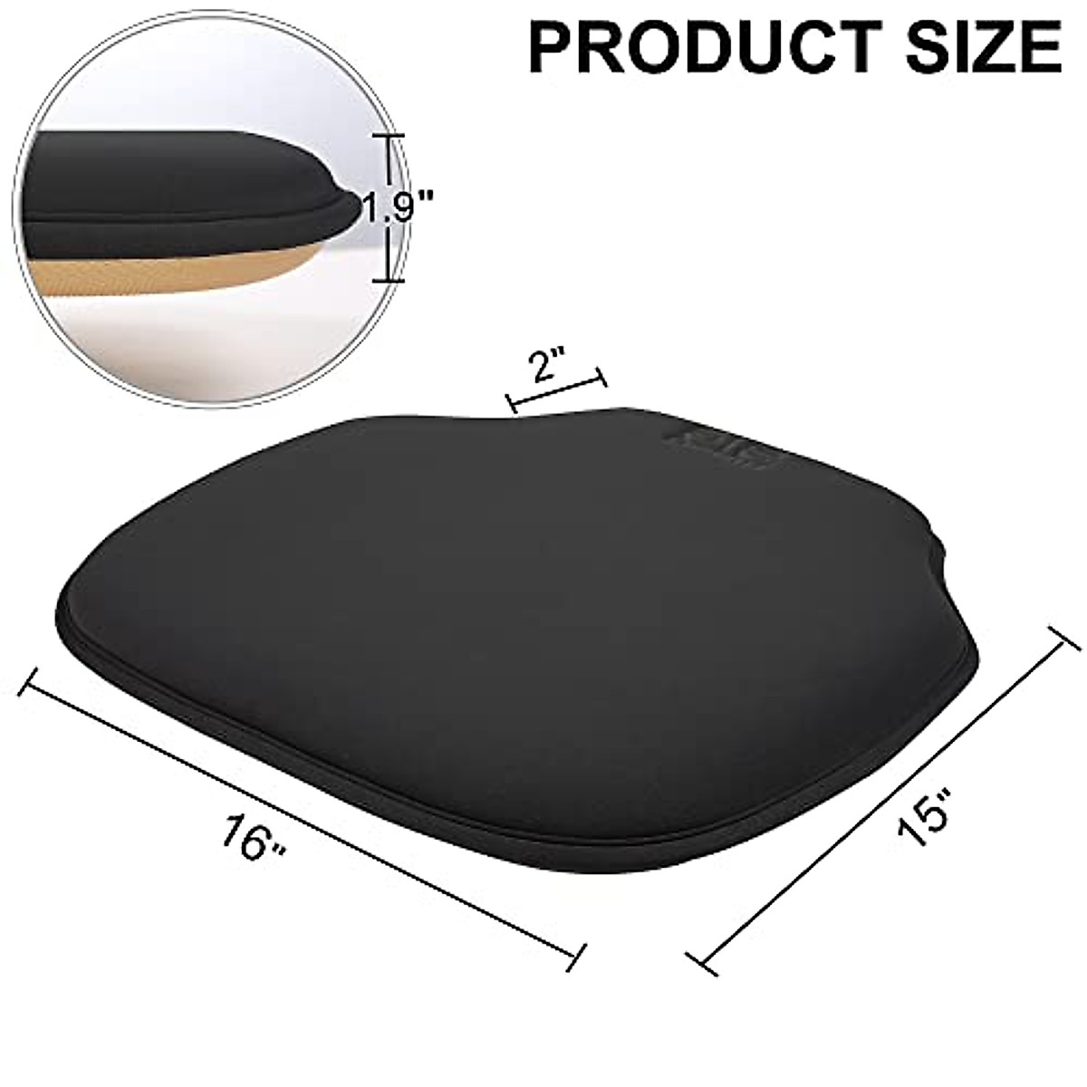 Big Hippo Chair Pads Memory Foam Chair Cushion for Dining Chairs Non Slip Kitchen Dining Chair Pad and Seat Cushion with Ties,Thicken Dining Chair Seat Cushion,16"x15"(1 Pack, Black)