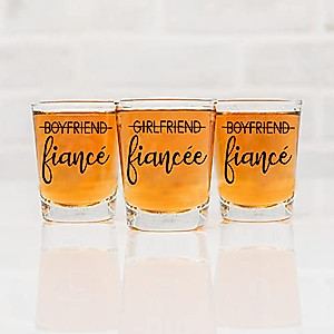 Boyfriend and Girlfriend Shot Glasses Gift Set Engagement Gifts for Couples - Fiance Fiancee Classic Shot Glasses Gift for Him and Her - His and Hers Shot Glasses For Mr and Mrs Bride and Groom-1.5oz