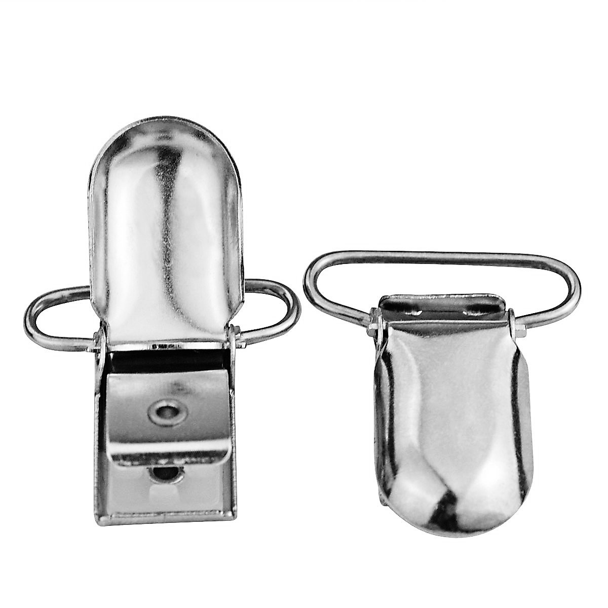 25pcs 1" Pacifier Suspender Clips, Marrywindix Pacifier Clips for Making Pacifier Holders Bib Clips Toy Holder Silver