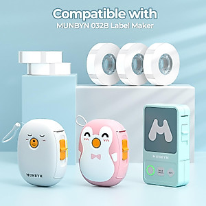 MUNBYN Thermal Label Tape for Penguin Bluetooth Label Maker Machine, 15 x 30mm 210 Labels/Roll, Self-Adhesive Label for Home, Office, School (White)