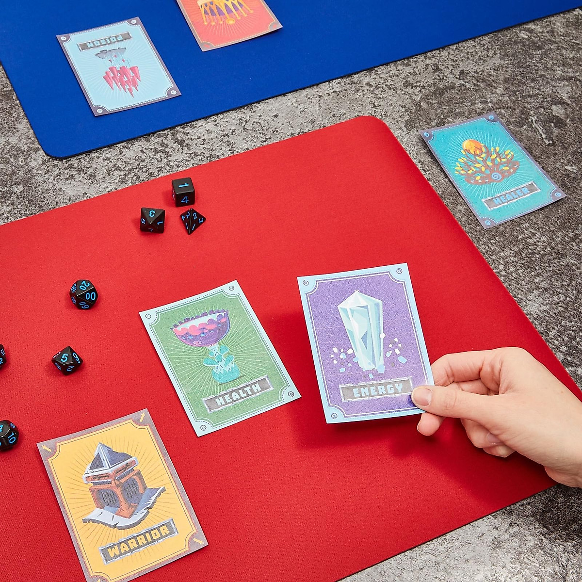 Okuna Outpost 2 Pack Card Game Mat for MTG Board Game, Magic, and TCG Playmat, Color Blue/Red (24x14 in)