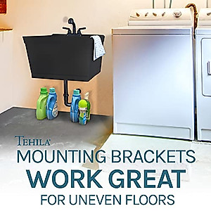 JS Jackson Supplies Tehila Black Wall Mounting Kit for Utility Sink, Floating Sink Converter for Laundry Room, Garage, Workshop, and More