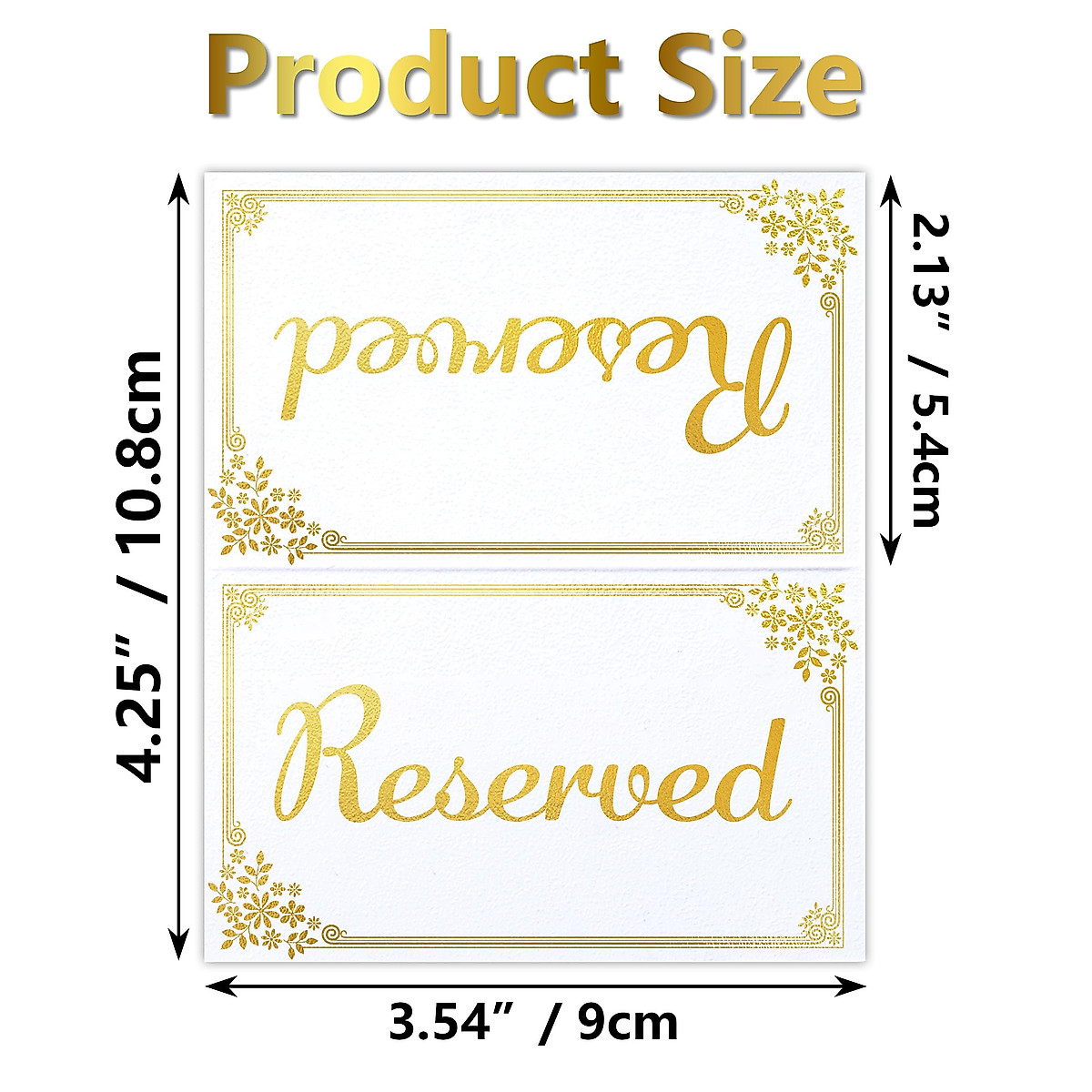 Lesnala 120Pcs Gold foil reserved table signs Reserved table signs for wedding Gold table reserved cards Double sided reservado para mesa tent card for Event Reception Seats and Places Accessories