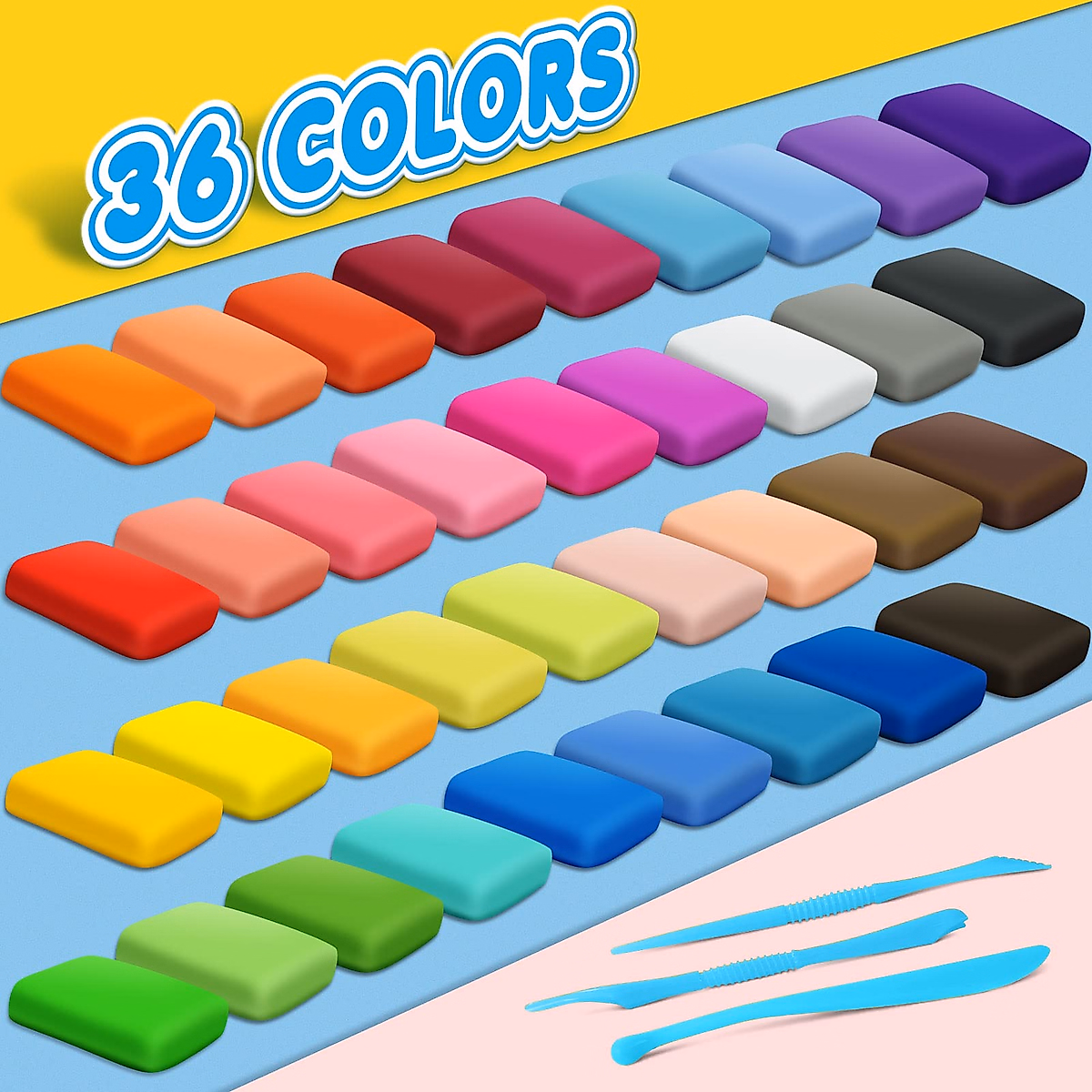 Magic Clay - Air Dry Clay 36 Colors, Modeling Clay for Kids with Tools, Soft & Ultra Light, Toys Gifts for Age 3 4 5 6 7 8+ Years Old Boys Girls Kids