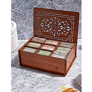 Tazo Tea Bags Sampler Assortment Box - 80 COUNT - Perfect Variety Pack in Wood (MDF) Gift Box - Gift for Family, Friends, Coworkers (Brown)