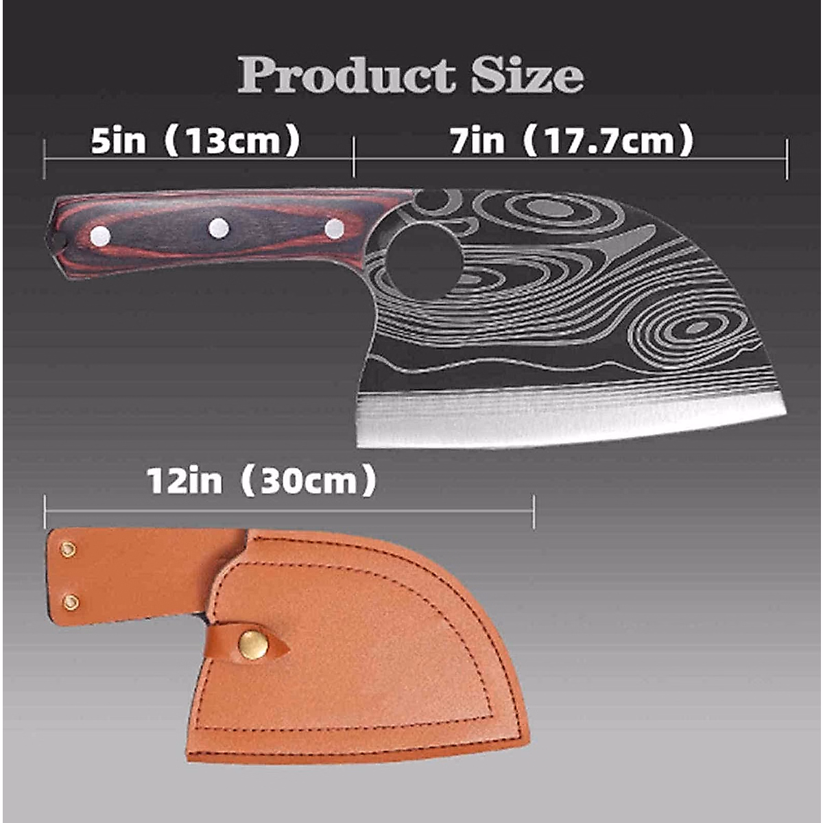 Meat Cleaver Heavy Duty for Meat Cutting Full Tang 7in,Serbian Chef Knife High Carbon Steel Hand Forged,Butcher Knife with Sheath for Kitchen,BBQ,Camping,Gift Box (color 1)
