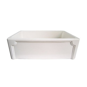 ALFI brand AB3018DECO White 30-Inch Single Bowl Thick Fireclay Farmhouse Kitchen Sink with Decorative Apron, White