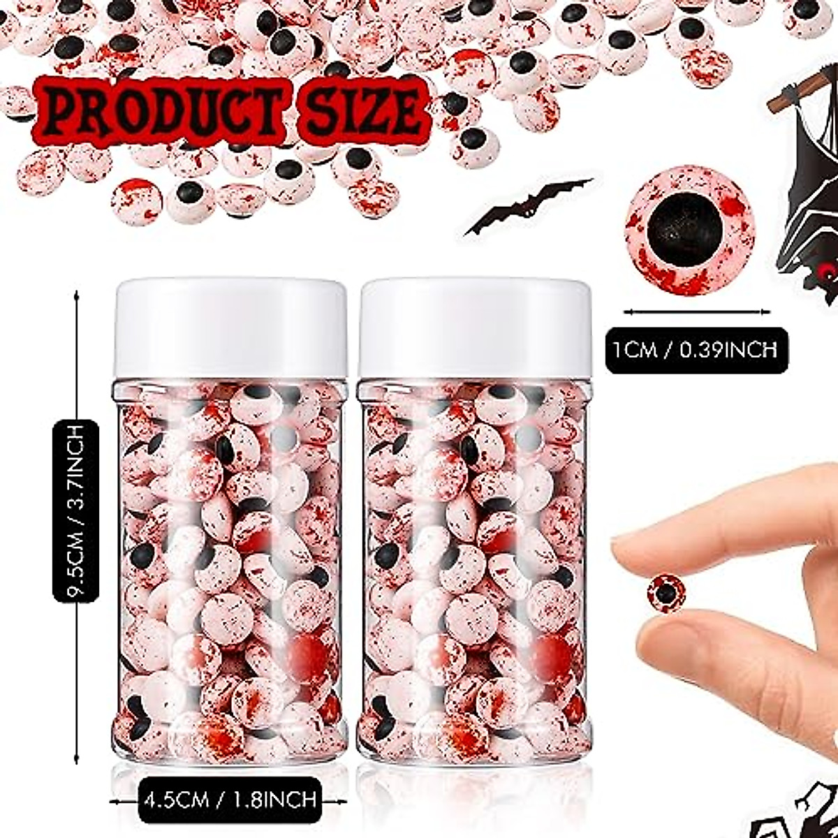 Halloween Edible Bloody Candy Eyes 3.8 oz Candy Bloody Eyeballs 2 Bottles of Edible Small Bloody Eyes for Cake Cookie Dessert Decorating Halloween Eyeballs Sweets for Halloween Birthday Party Supplies