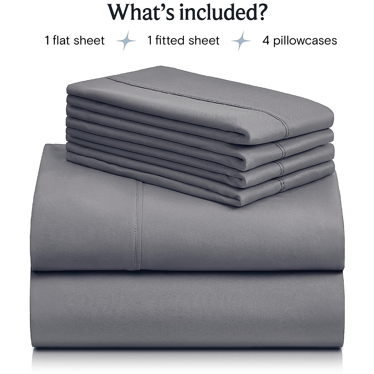 LuxClub 6 PC Full Sheet Set, Breathable Luxury Bed Sheets, Deep Pockets 18" Eco Friendly Wrinkle Free Cooling Bed Sheets Machine Washable Hotel Bedding Silky Soft - Light Grey Full