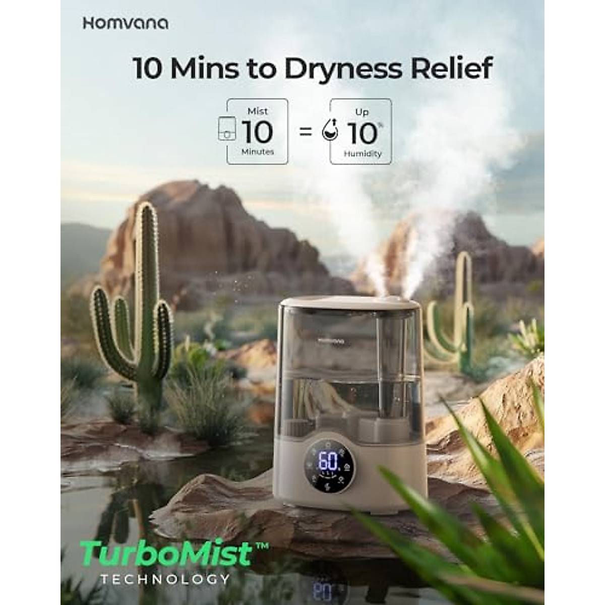 Homvana Humidifier Large Room, 7L (807ft²) Smart Warm and Cool Mist, Top-Fill Humidifiers for Bedroom Baby Nursery Grow Tent, Auto Adapt Mist Quick Air Humidity Indoor, Easy to Clean, Quiet, Diffusers