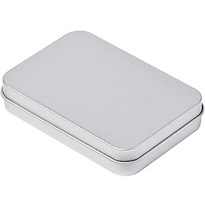 3.46 inch Small Metal Tin Silver Flip Storage Box for Case Organizer For Money Coin Candy Metal Rectangular Empty Hinged Tins Box Storage Empty Containers Metal Storage Tins Case Card Games