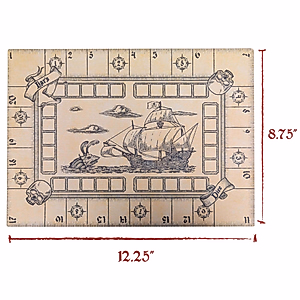 Liar's Dice Game Set - Classic Family Bluffing Game - Treasure Chest Includes Six Professional Bicast Leather Dice Cups, 30 Custom Bullseye D6 Dice, Custom Bidding Die, Pirate Ship Game Mat