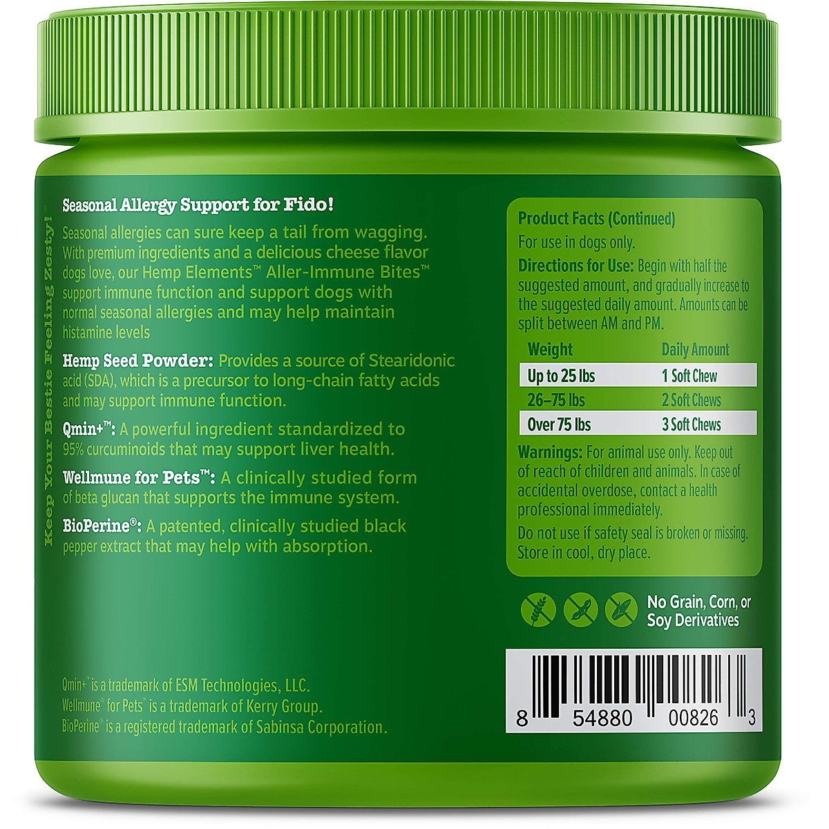 Allergy Immune Soft Chews + Hemp Seed for Dogs - with Curcumin + Glucosamine for Dogs with Hemp - Hip & Joint Dog Supplement with Chondroitin