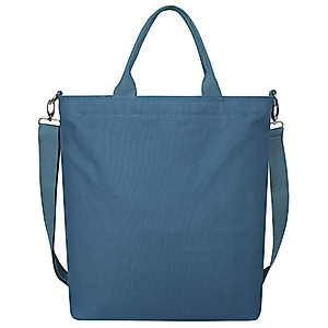 Iswee Women Canvas Shoulder Tote Bag Large Casual Handbags Work Bag Shopping Travel bag Crossbody (Blue-IUU007)