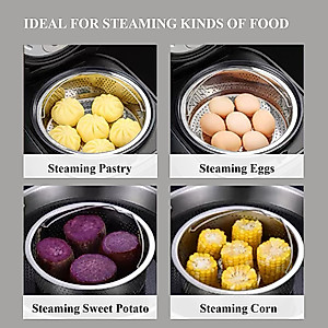 Vegetable Steamer Basket, Stainless Steel Steamer Basket with Handle, Veggie Steamer Basket, Food Steaming Basket, Steamer Insert for Pot, 8.6 inch