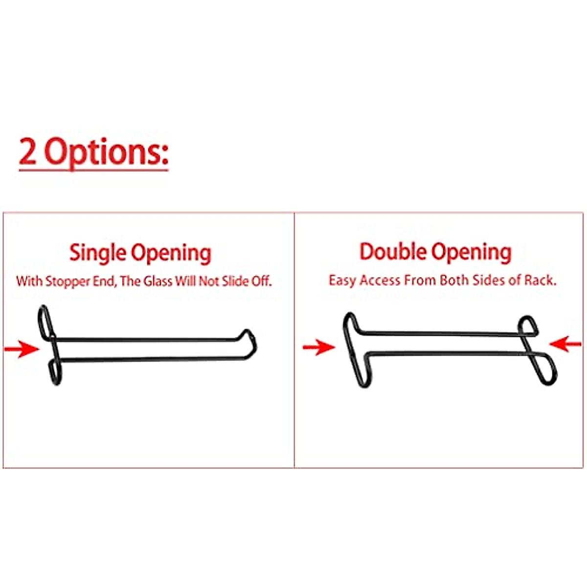 GeLive 10 Inch Under Cabinet Wine Glass Rack Stemware Holder Glass Storage Hanger Organizer for Kitchen and Bar Set of 2 (Black)