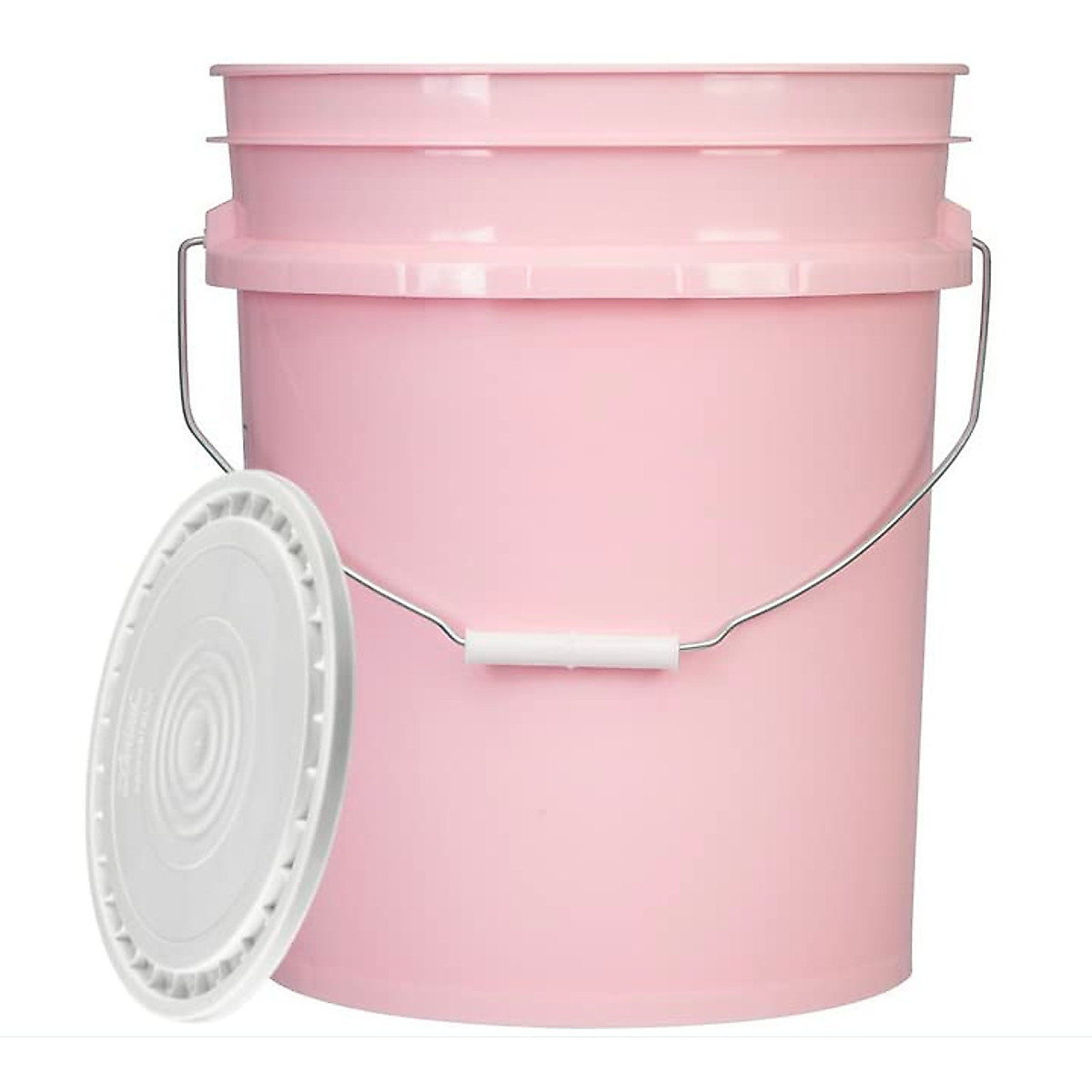 House Naturals 5 Gallon Pink Food Grade Plastic Storage Bucket with Lid Cover (Pack of 3) Made in USA (with White Easy Open Close Lids)